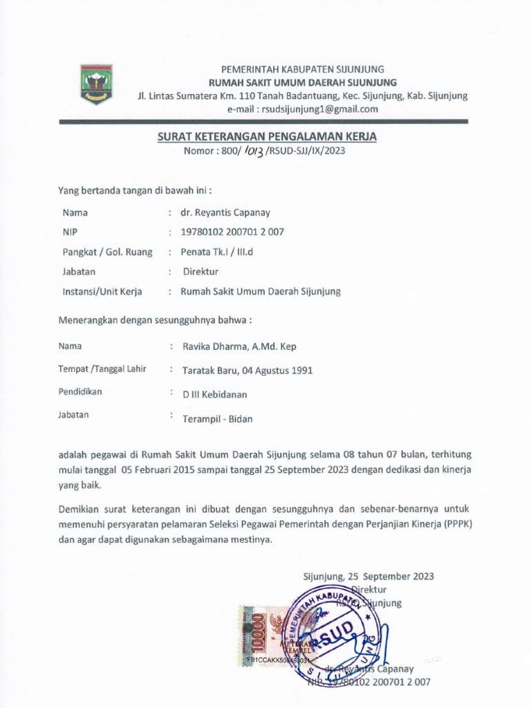 Ket Pengalaman Kerja Vika | PDF