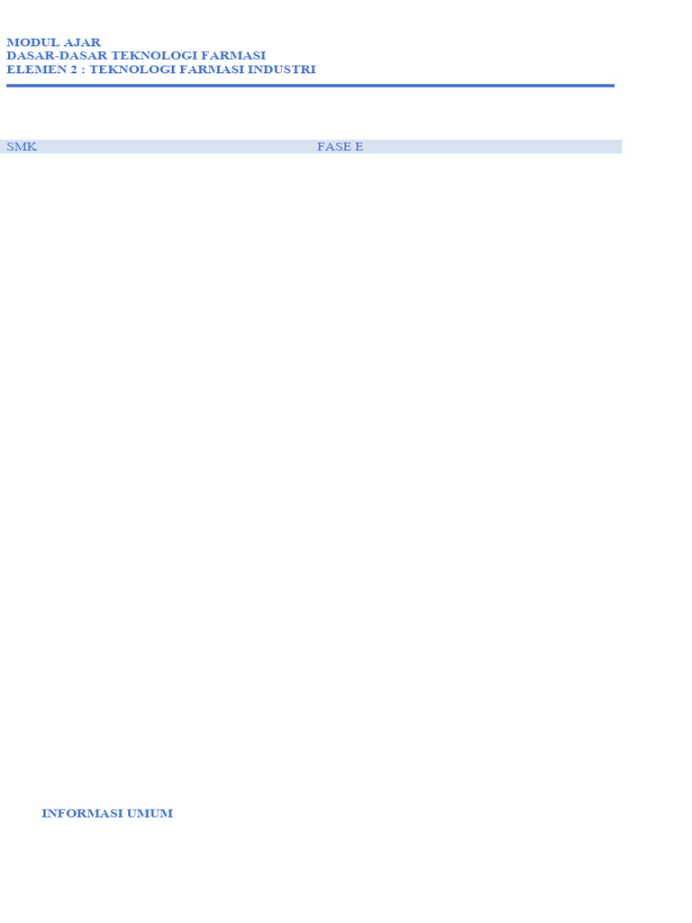 Modul Ajar Elemen 2 Teknik Farmasi Industri | PDF