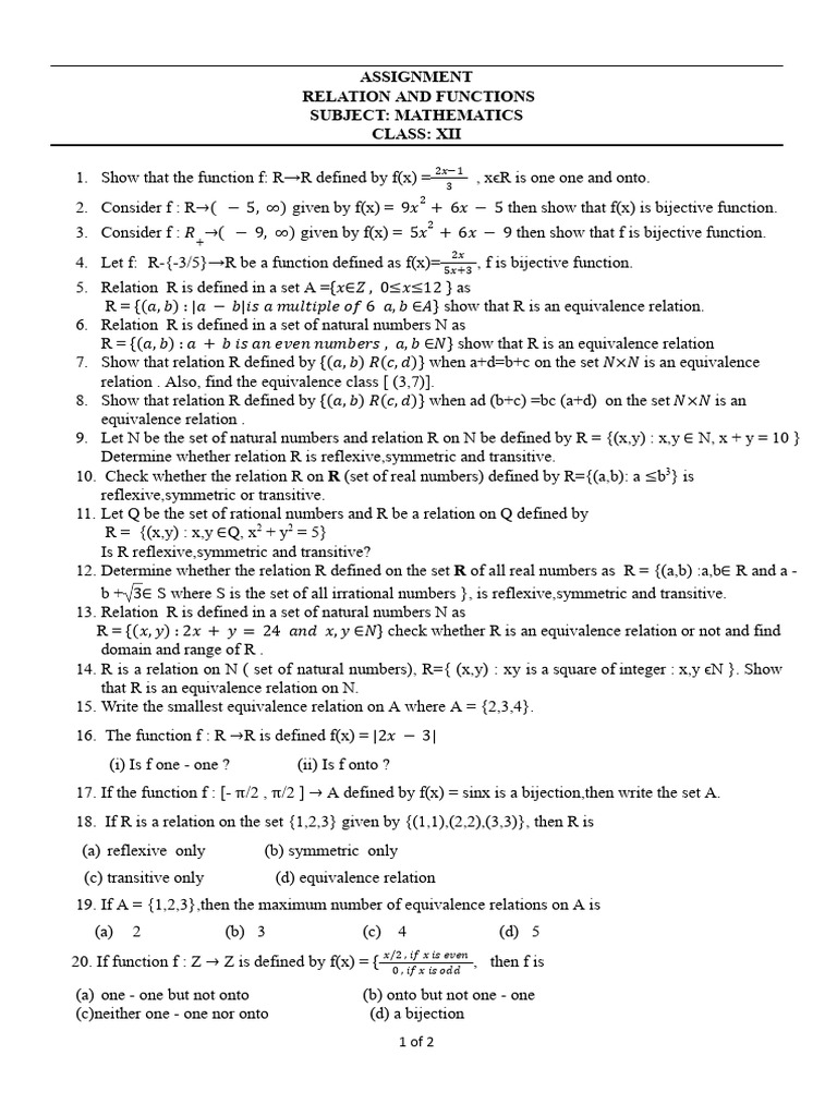Relation and Function | PDF | Function (Mathematics) | Abstract Algebra Relation and Function | PDF | Function (Mathematics) | Abstract Algebra