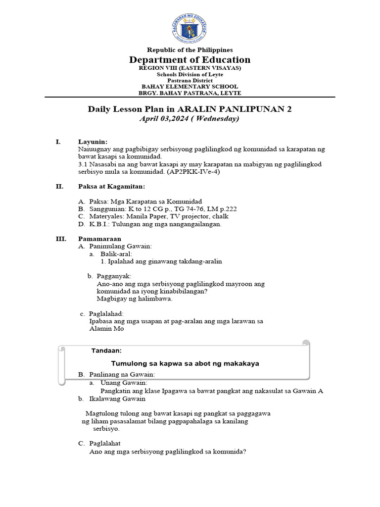 DLP Aral - Pan 2 Q4 W1 D3 4 | PDF