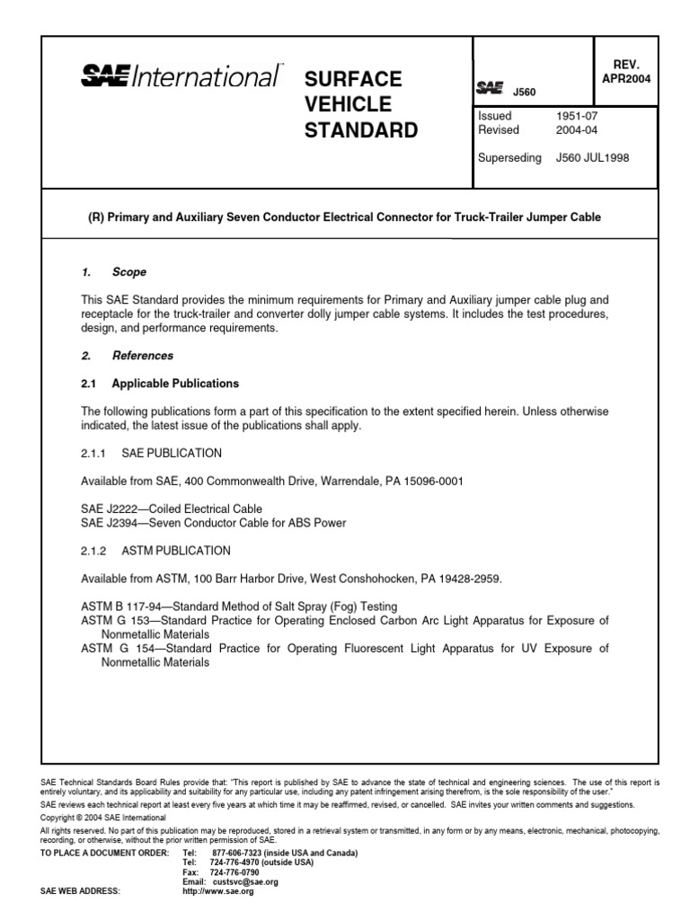 Sae - Primary and Auxiliary Seven Conductor Electrical Connector For ...