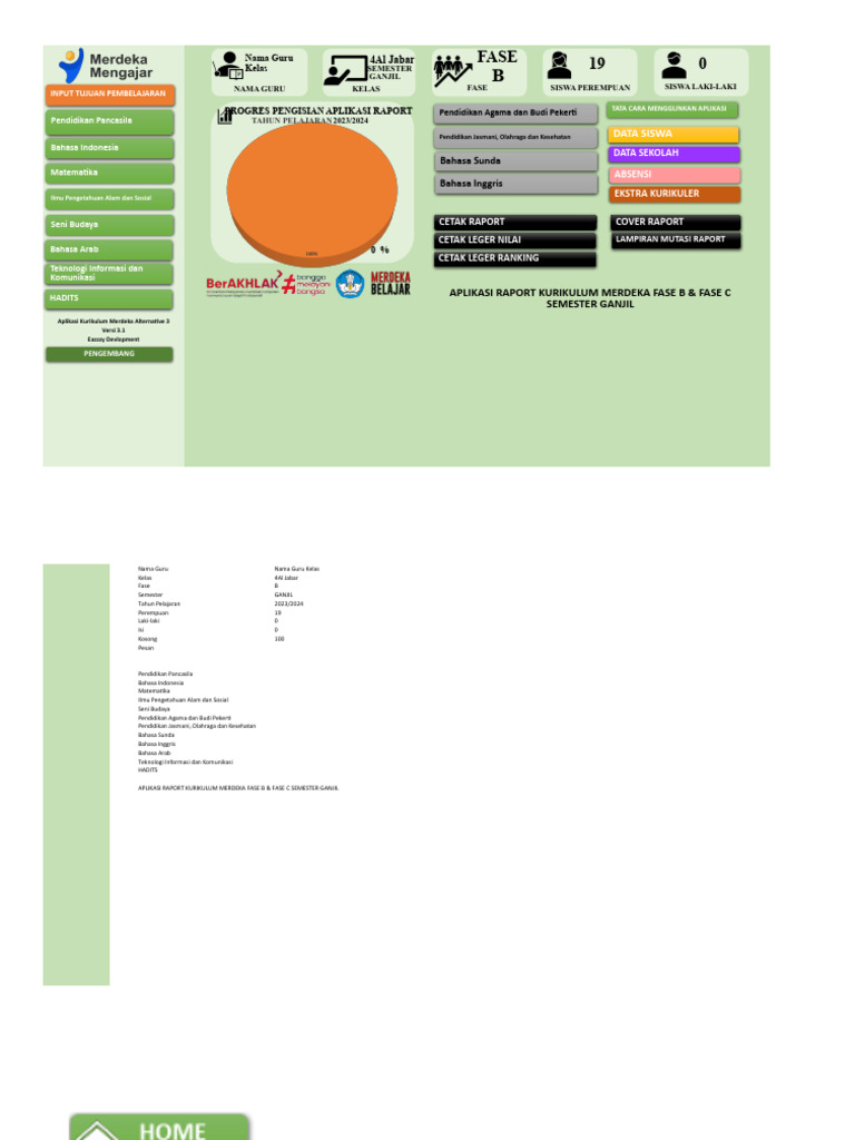 Aplikasi Raport Kumer Fase B & Fase C v.3.1 4 Al Aziiz | PDF