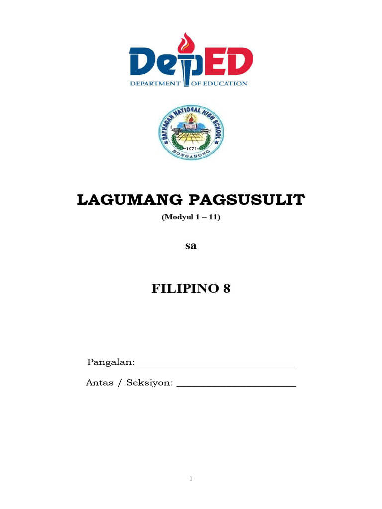1st Quarterly Exam Filipino 8 | PDF 1st Quarterly Exam Filipino 8 | PDF