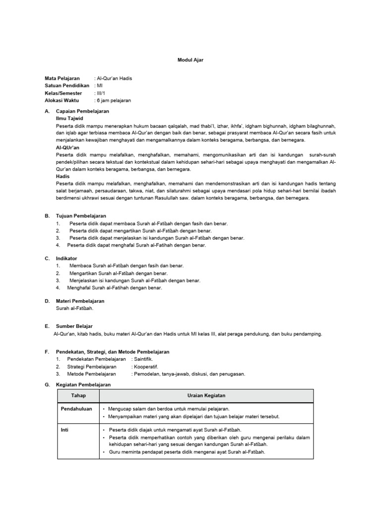 MODUL BTQ Kelas IX | PDF