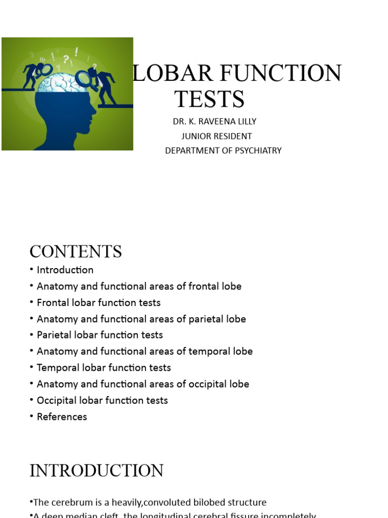 Lobar Function Tests in Psychiatry | PDF | Parietal Lobe | Frontal Lobe