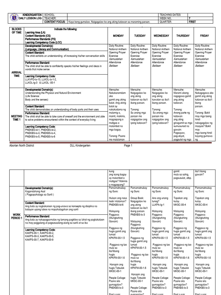 KINDER-DLL Week 7 | PDF