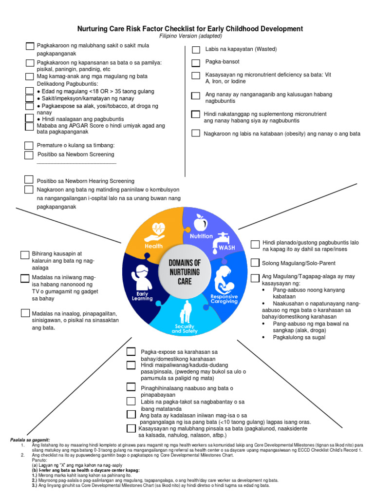 Risk Factor Checklist and Core Dev Milestones Checklist | PDF