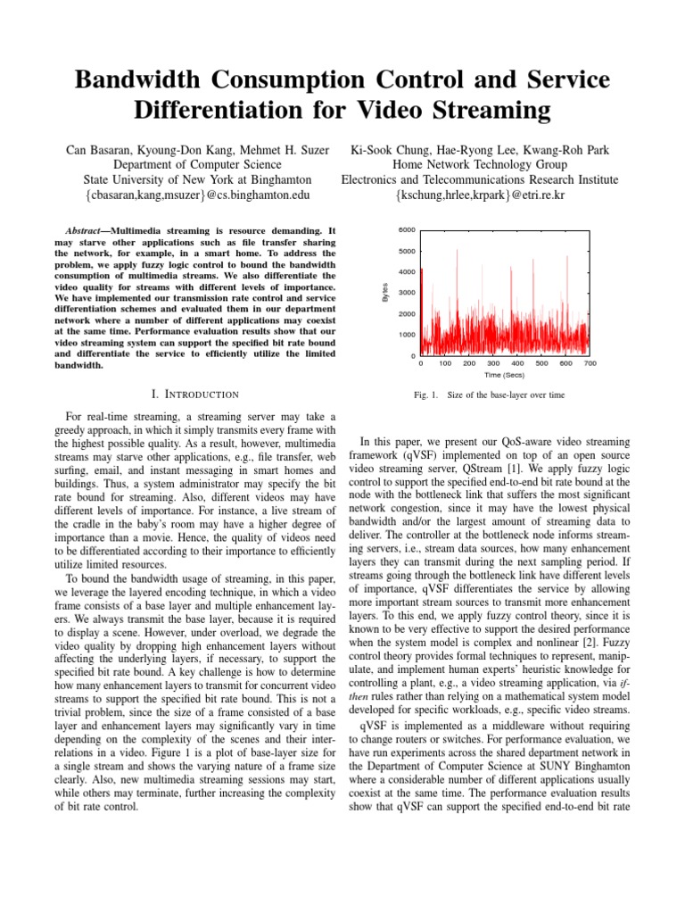 Bandwidth Consumption Control and Service Differentiation For Video ...
