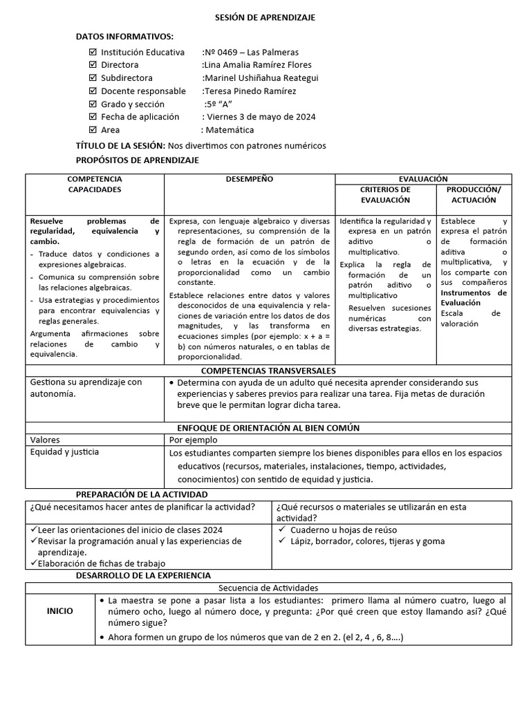 Sesión Mate. 5º Vier. 3 | PDF | Evaluación | Ecuaciones