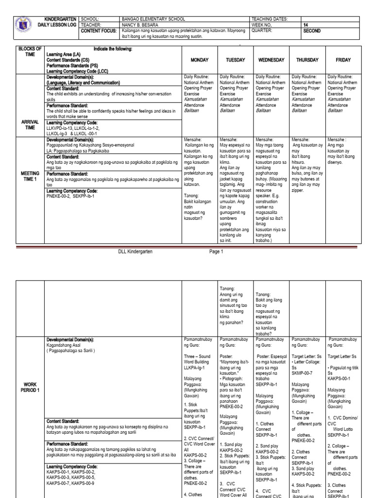 KINDER-DLL Week 14 | PDF