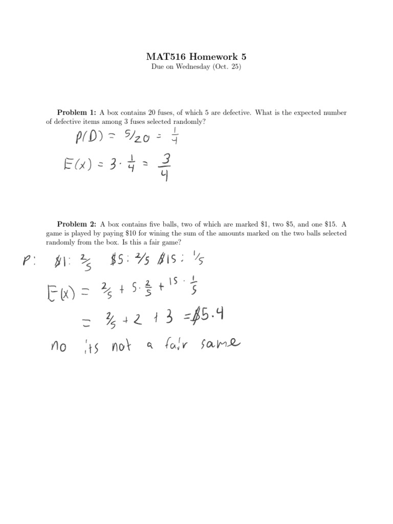 Math Homework: Probability Problems | PDF