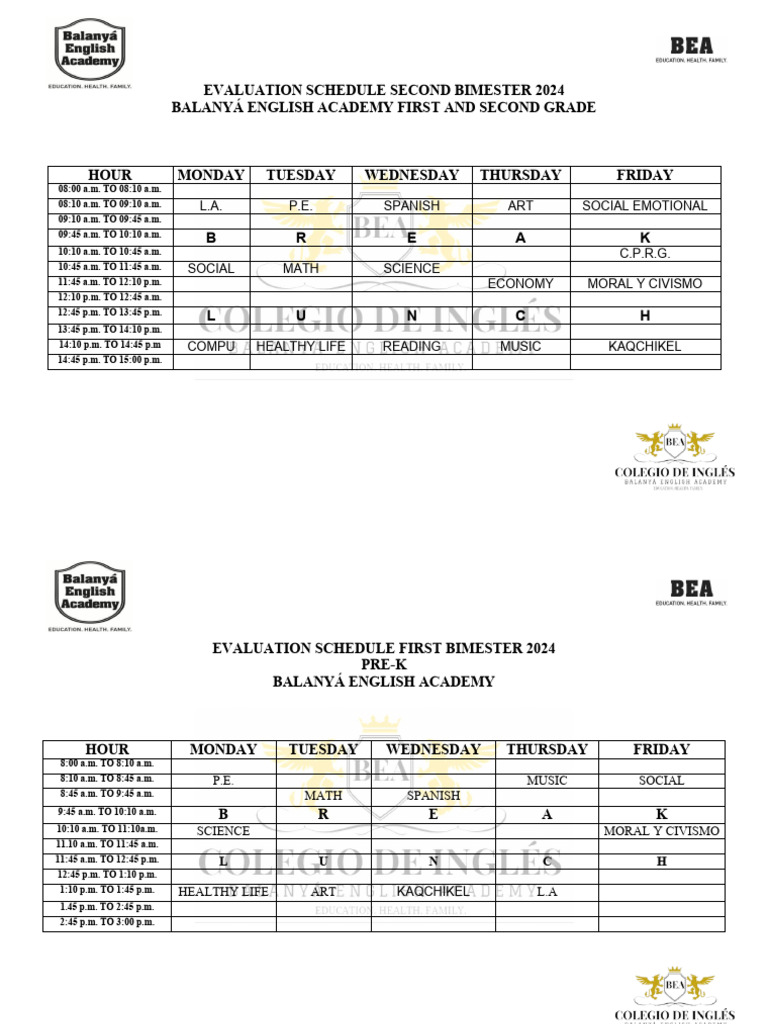 Evaluation Schedule Second Bimester | PDF | Social Science | Art