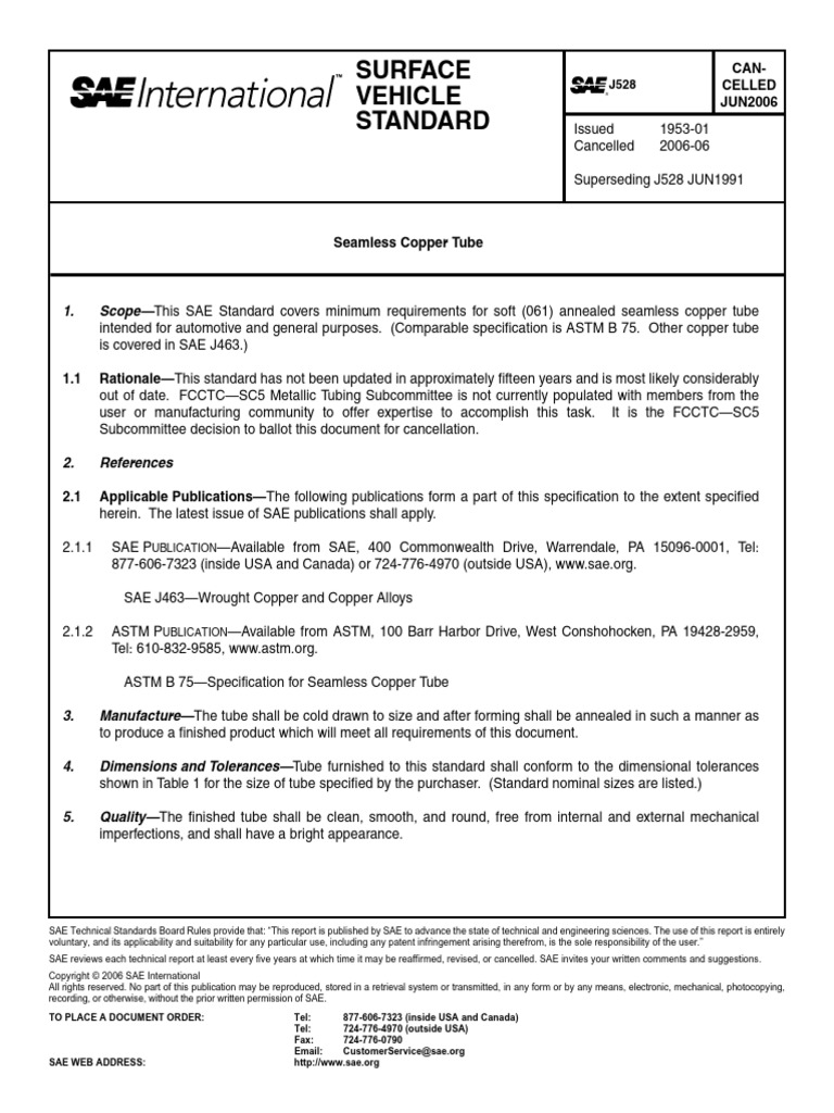 Sae - Seamless Copper Tube | PDF | Pipe (Fluid Conveyance) | Ultimate ...