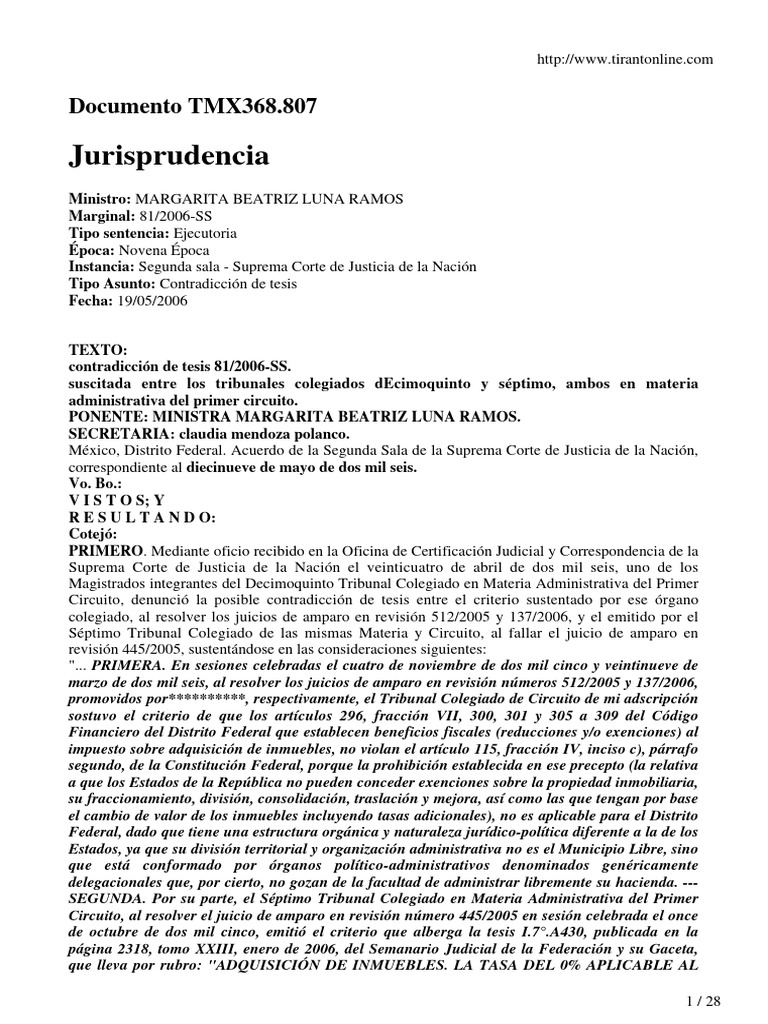 Jurisprudencia: Documento TMX368.807 | PDF | Federación | Caso de ley