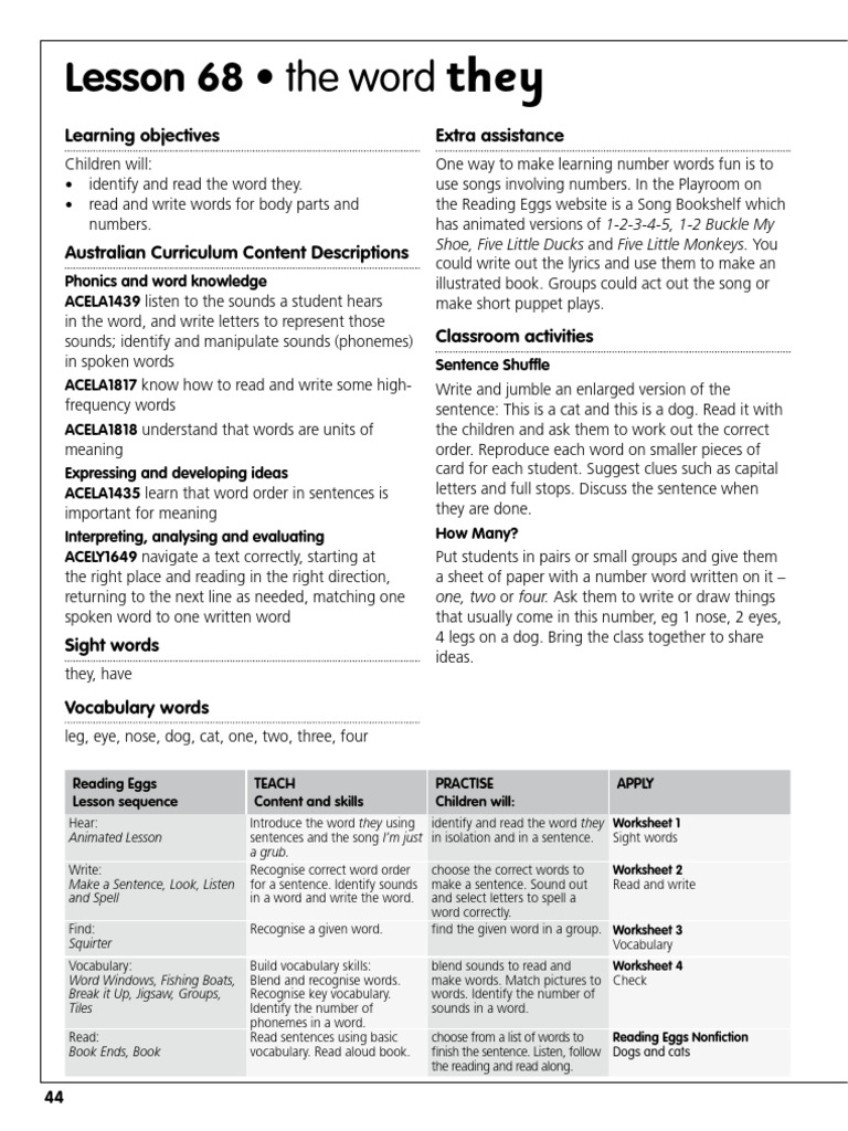 Lesson 68 Au | PDF | Word | Vocabulary