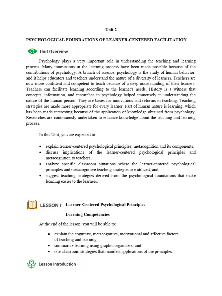 Faci. Unit 2 Lesson 1 | PDF | Learning | Motivational Faci. Unit 2 Lesson 1 | PDF | Learning | Motivational
