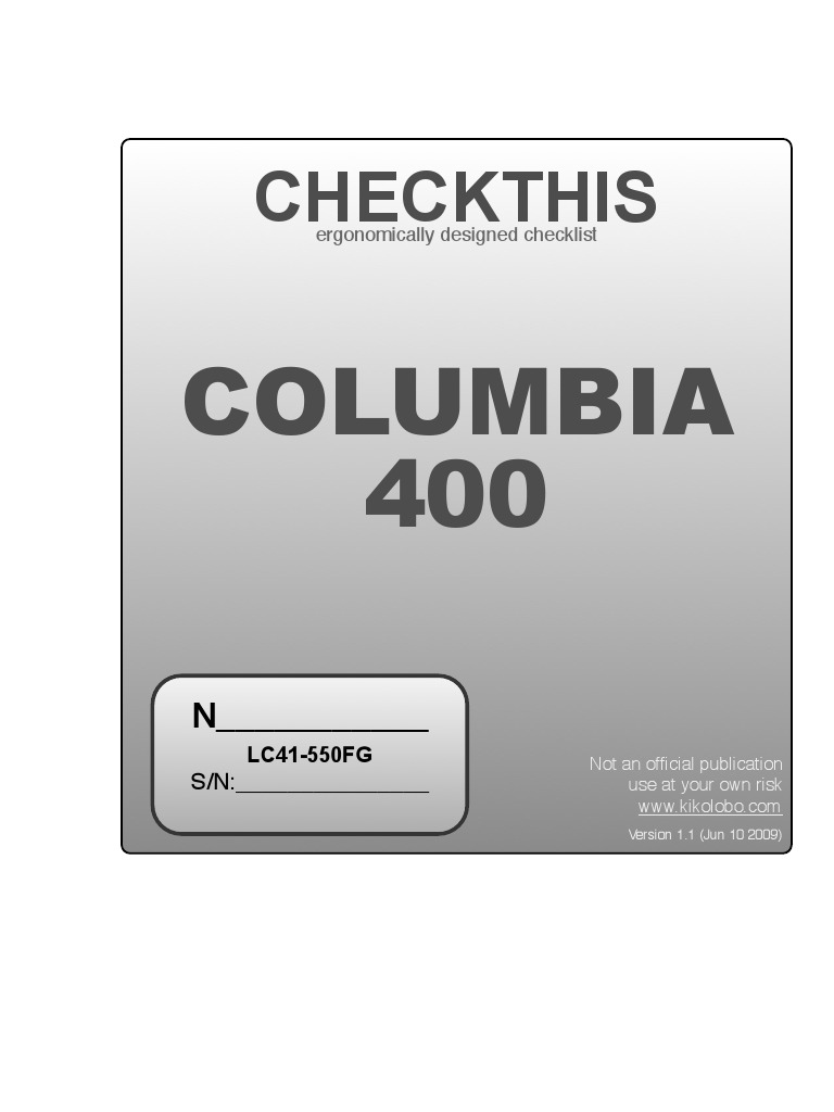 Cessna Columbia 400 Checklist | PDF | Turbine Engine Failure | Ignition ...