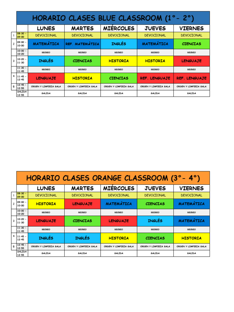 Horario Clases | PDF