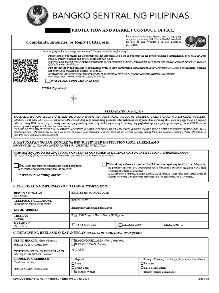 BSP Complaint | PDF | Automated Teller Machine