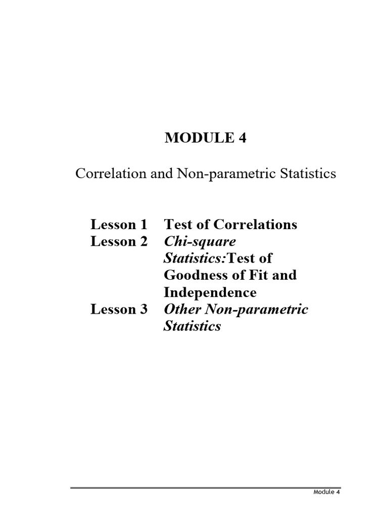 Module 4 Correlations And Nonparametric Statistics Pdf Statistical