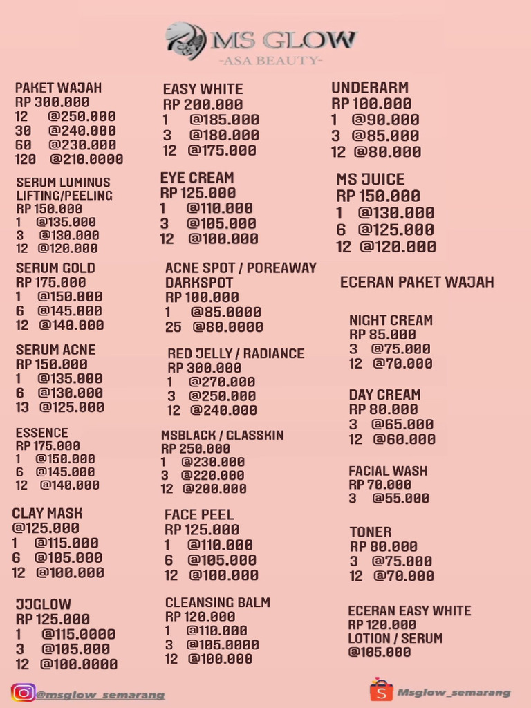 Price List Asa Beauty | PDF