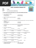 30 Latihan Soal IPAS Kelas 3 SD Bab 1 Semester 1 Kurikulum Merdeka Mari Kenali Hewan Di Sekitar ...