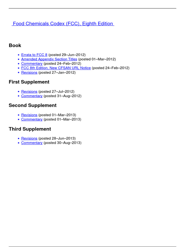 Food Chemicals Codex FCC Eighth Edition | PDF