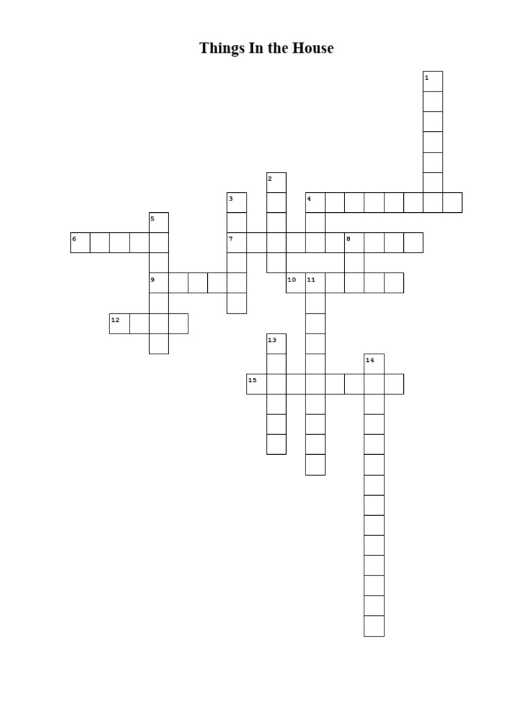 Crossword Answer Key: Household Items | PDF