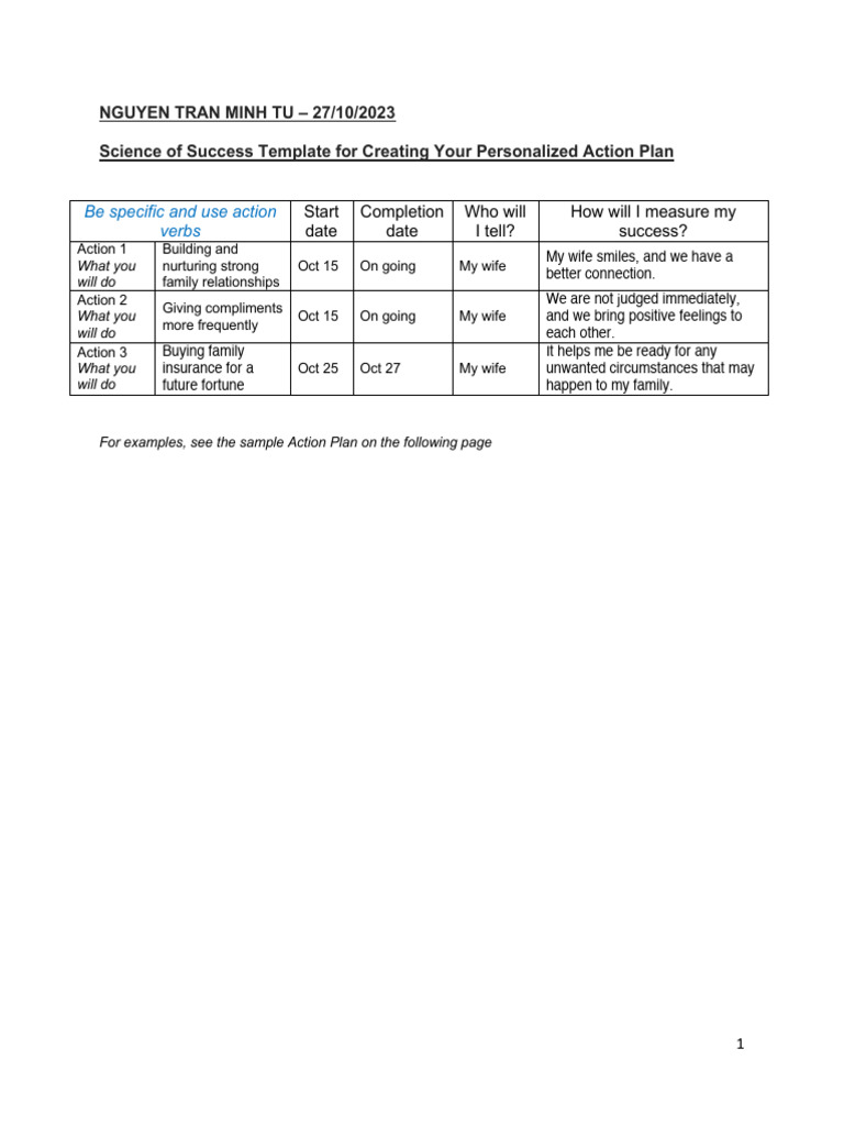 NGUYEN TRAN MINH TU Word---Action-Plan | PDF