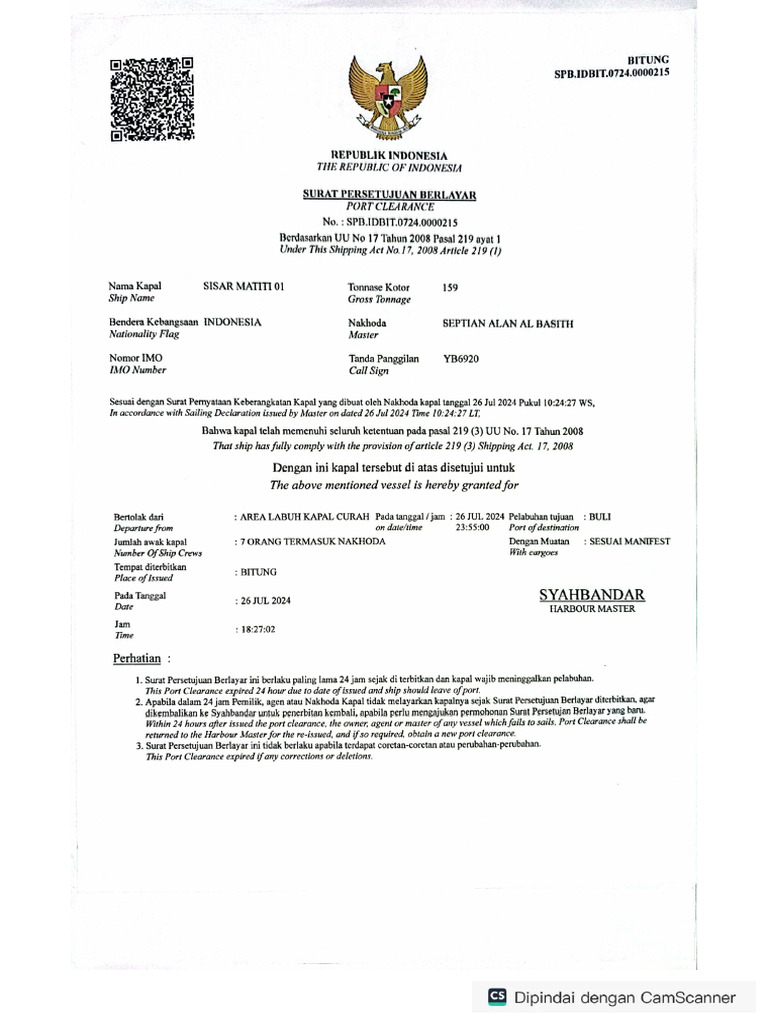 SPB Bitung-Buli 27072024 | PDF