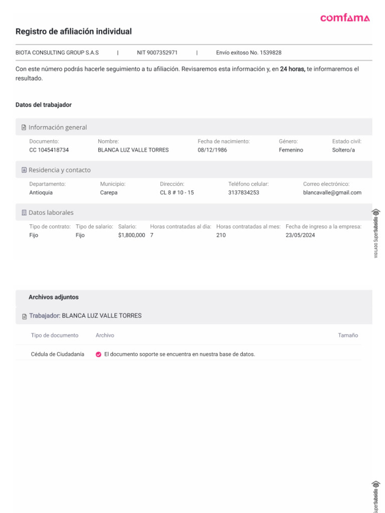 Afiliacion de Caja de Compensacion | PDF