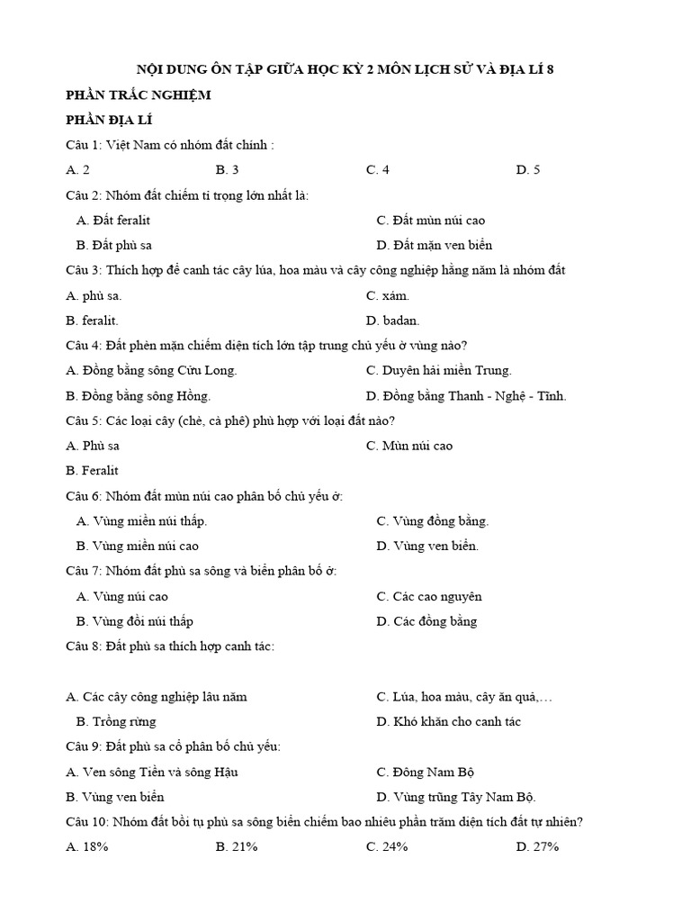 Hs. Noi Dung On Tap LSDL 8 | PDF