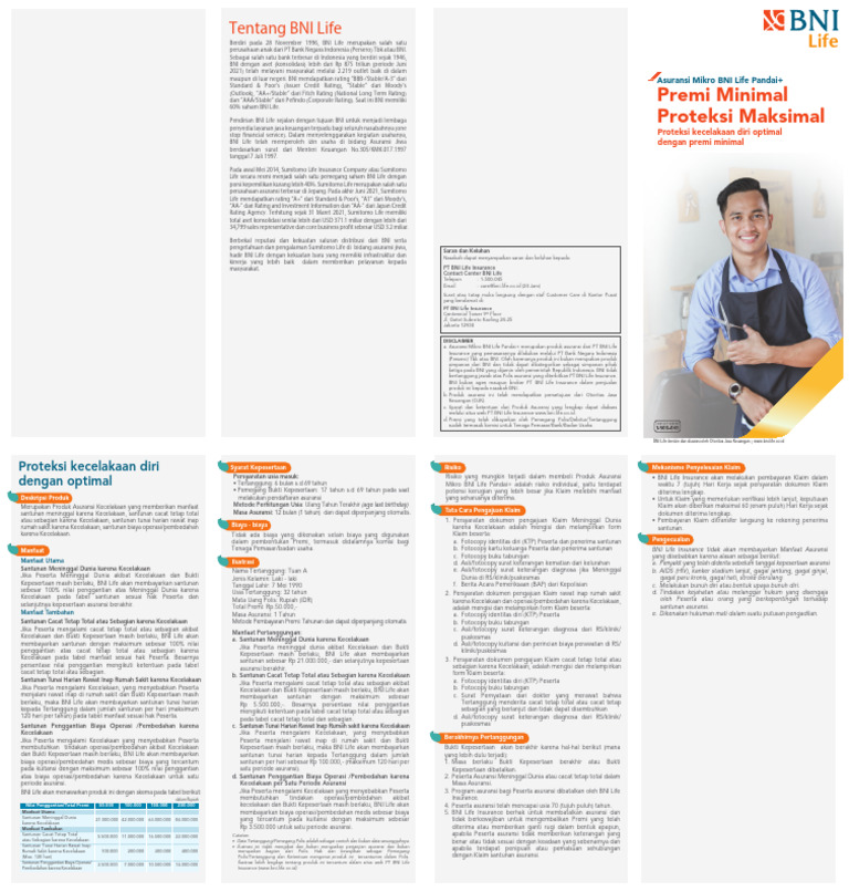 Asuransi Mikro BNI Life Pandai+ | PDF