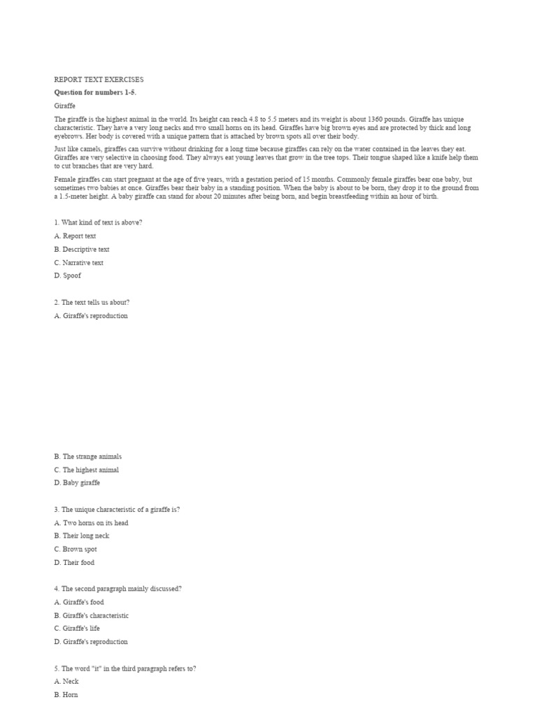 REPORT TEXT EXERCISES | PDF | Fish | Zoology