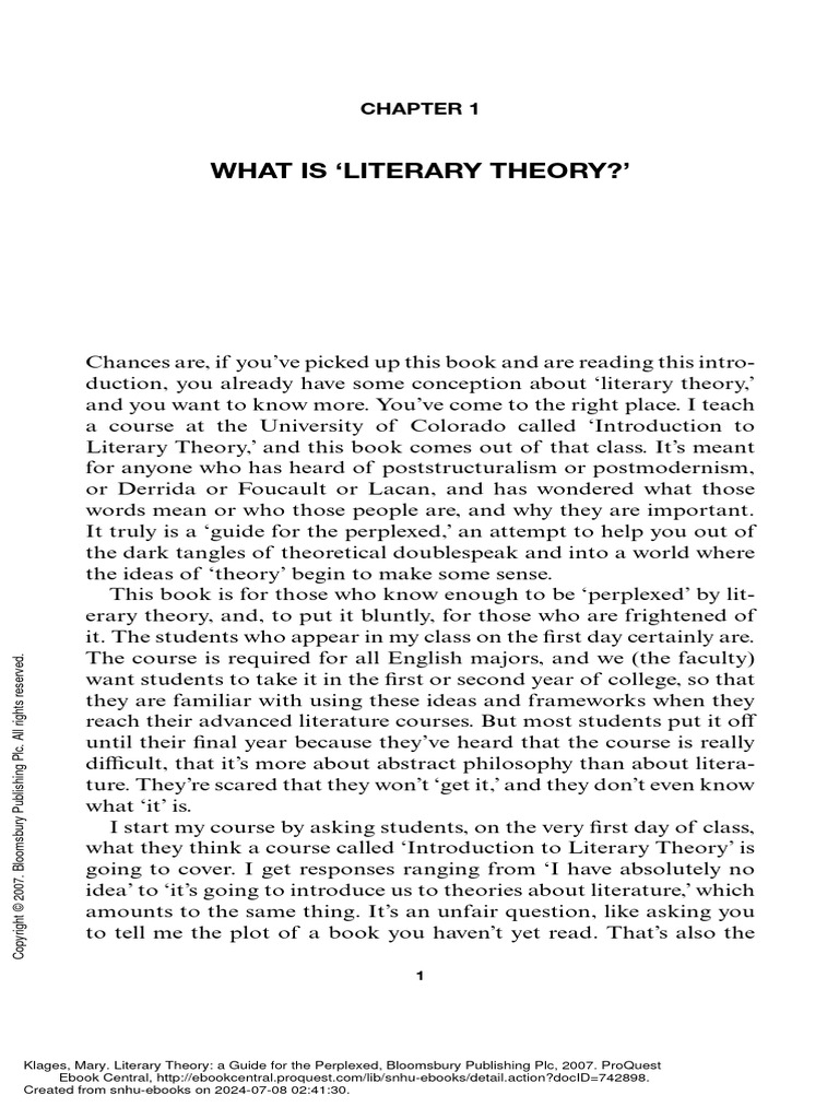 Literary Theory A Guide For The Perplexed - (1. What Is Literary Theory ') | PDF | Books ...