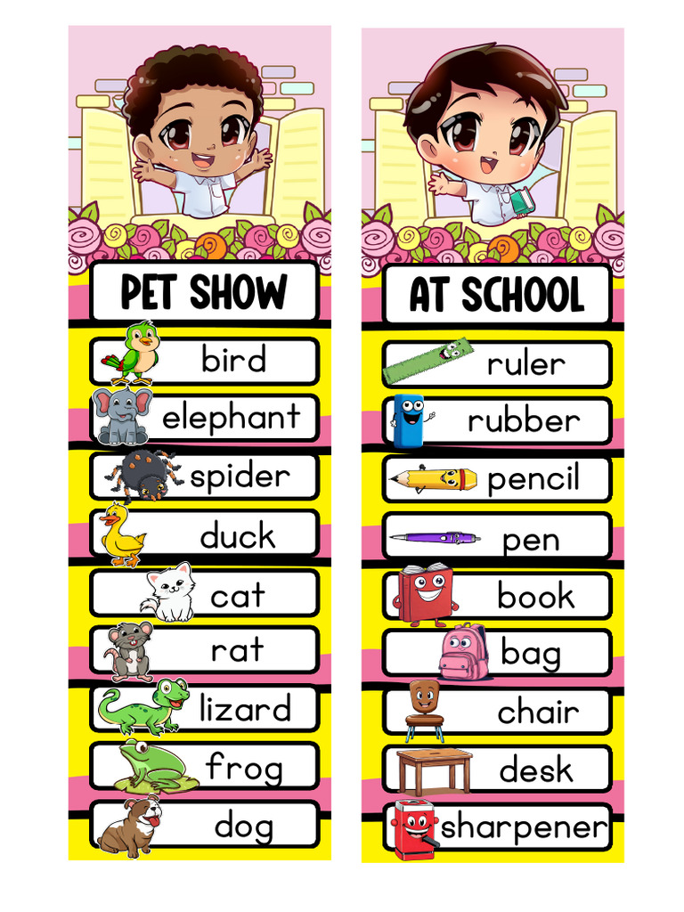 FLASHCARD BOOKMARK YEAR 1 | PDF