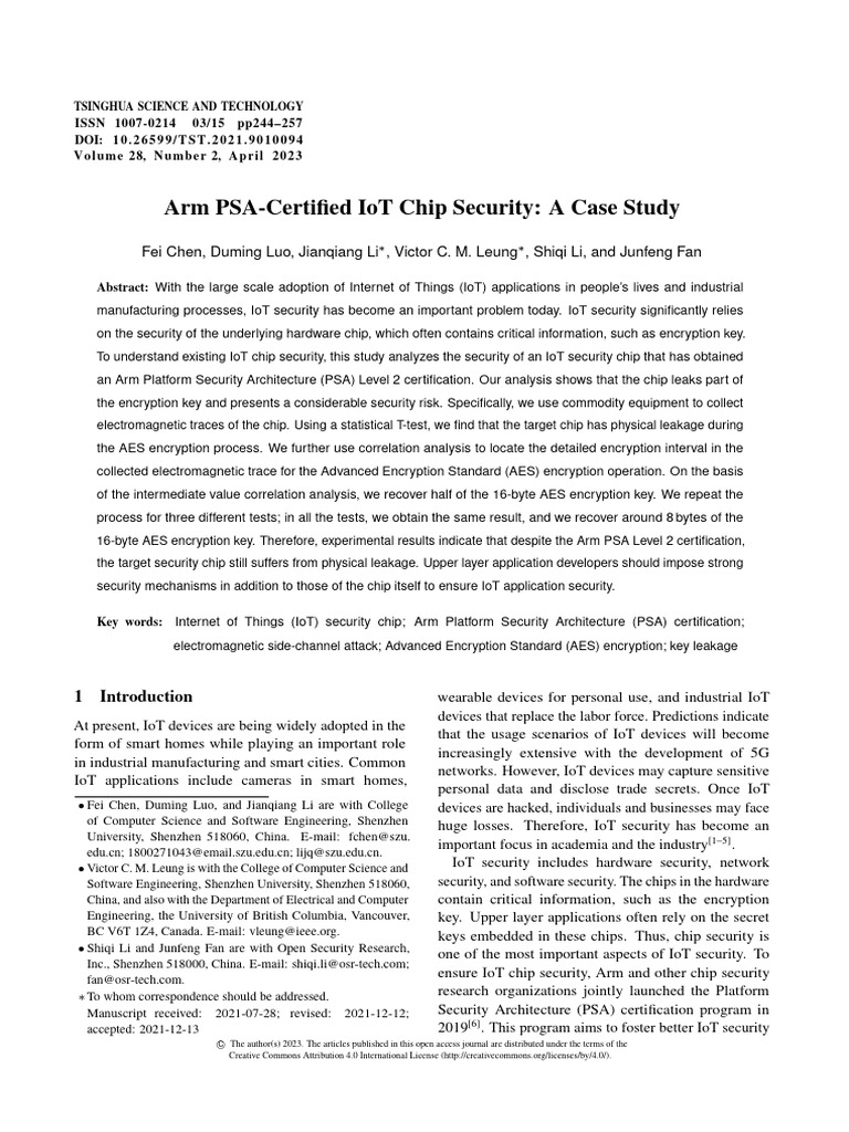 Arm_PSA-Certified_IoT_Chip_Security_A_Case_Study | PDF | Security | Computer Security