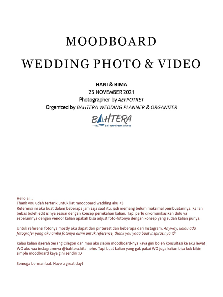 Moodboard Wedding Reference | PDF | Seni