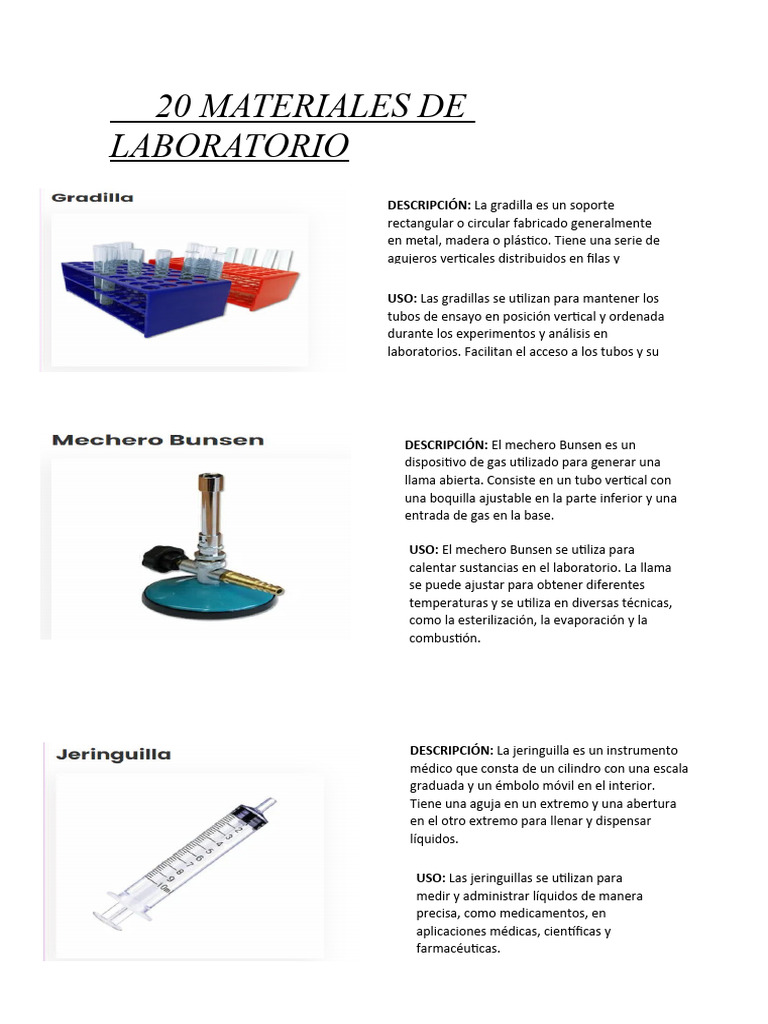 20 Materiales de Laboratorio | PDF | Laboratorios