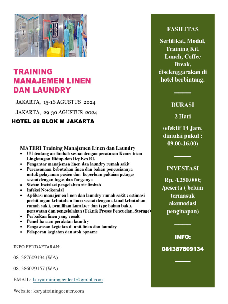 Pelatihan Manajemen Linen dan Laundry | PDF