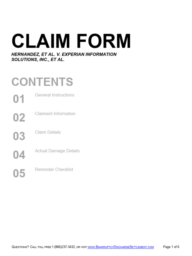 Credit Report Settlement Claim Form | PDF | Credit | Finance & Money ...