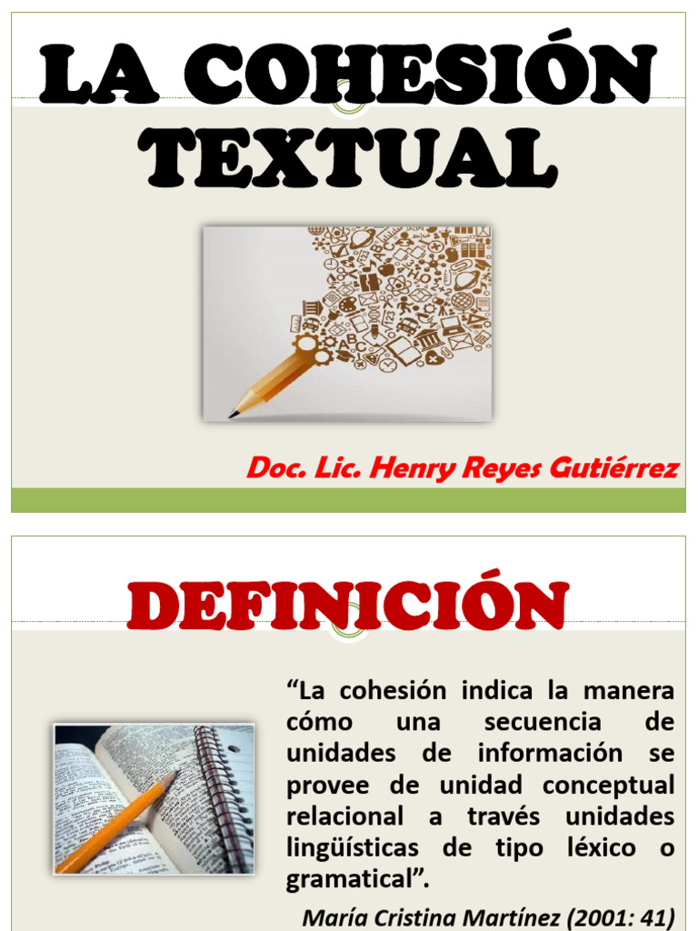 La Cohesión Textual | PDF | Pronombre | Palabra