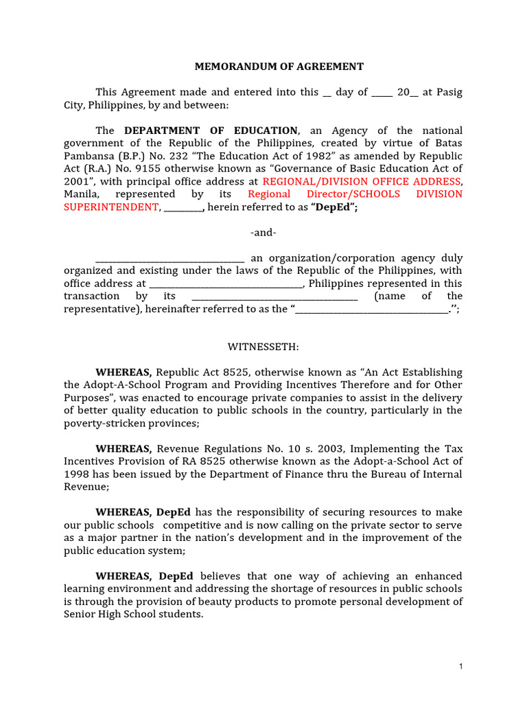 Education Partnership Agreement | PDF | Government | Justice