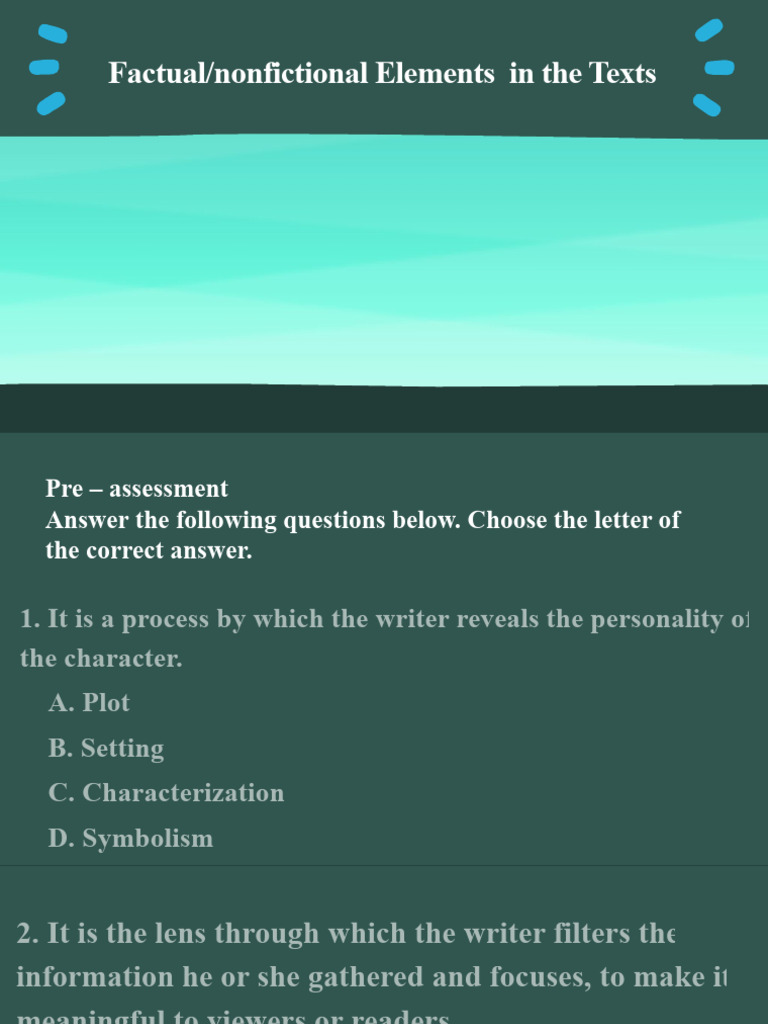 Q3 - Factual - Nonfictional Elements in The Texts | PDF | Creative ...