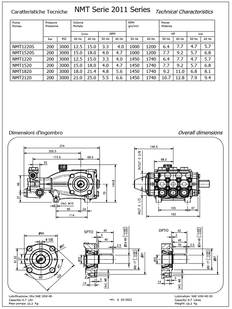 Technical Sheets Part Book - NMT Pump | PDF | Motor Oil | Mechanical ...