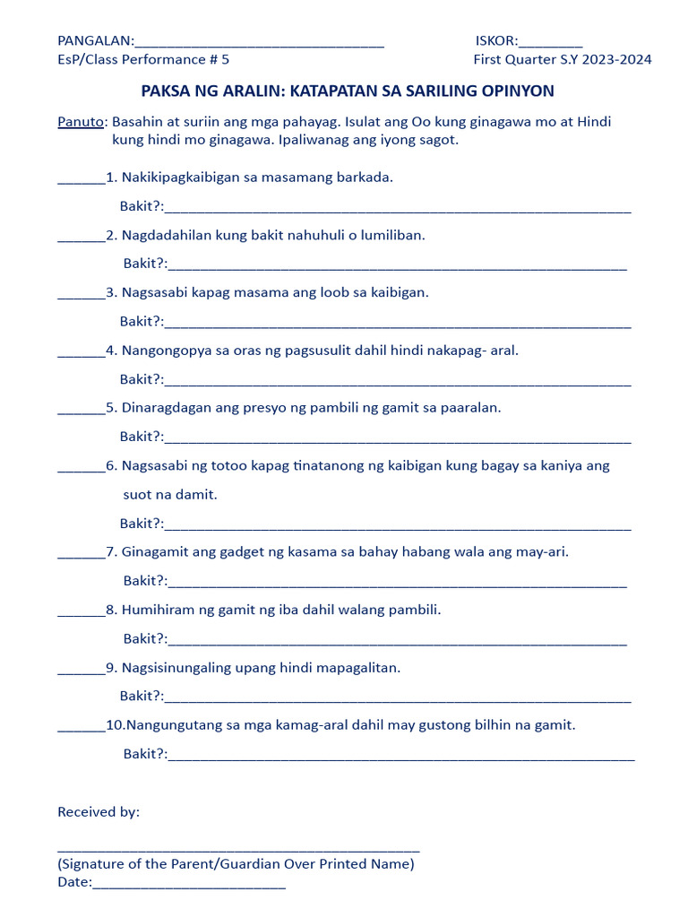 ACTIVITY # 5 EsP | PDF