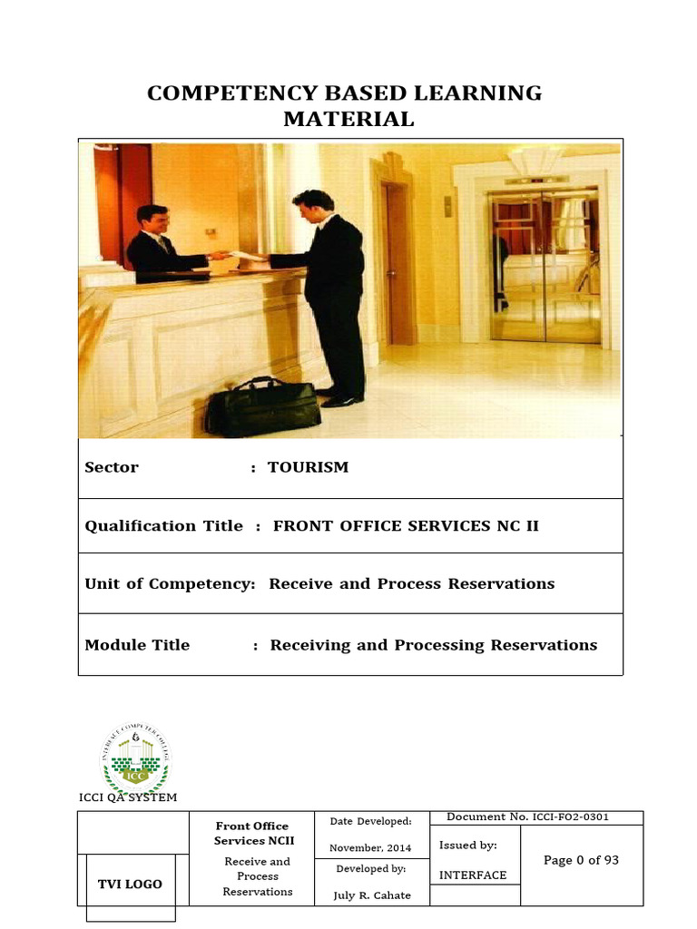 CBLM Fo Core 1 | PDF | Hotel | Customer Relationship Management