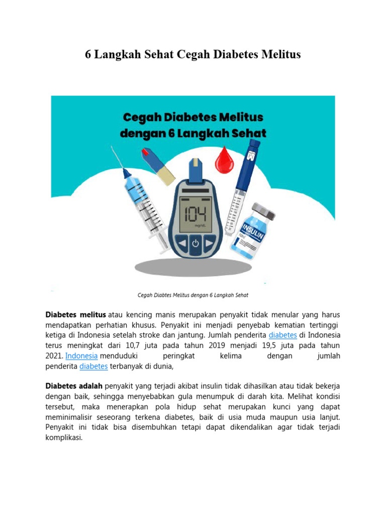 Cegah Diabetes Melitus Dengan 6 Langkah Sehat Pdf