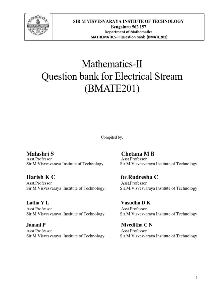 Maths Question Bank For Electrical Stream | PDF | Linear Map | Linear ...
