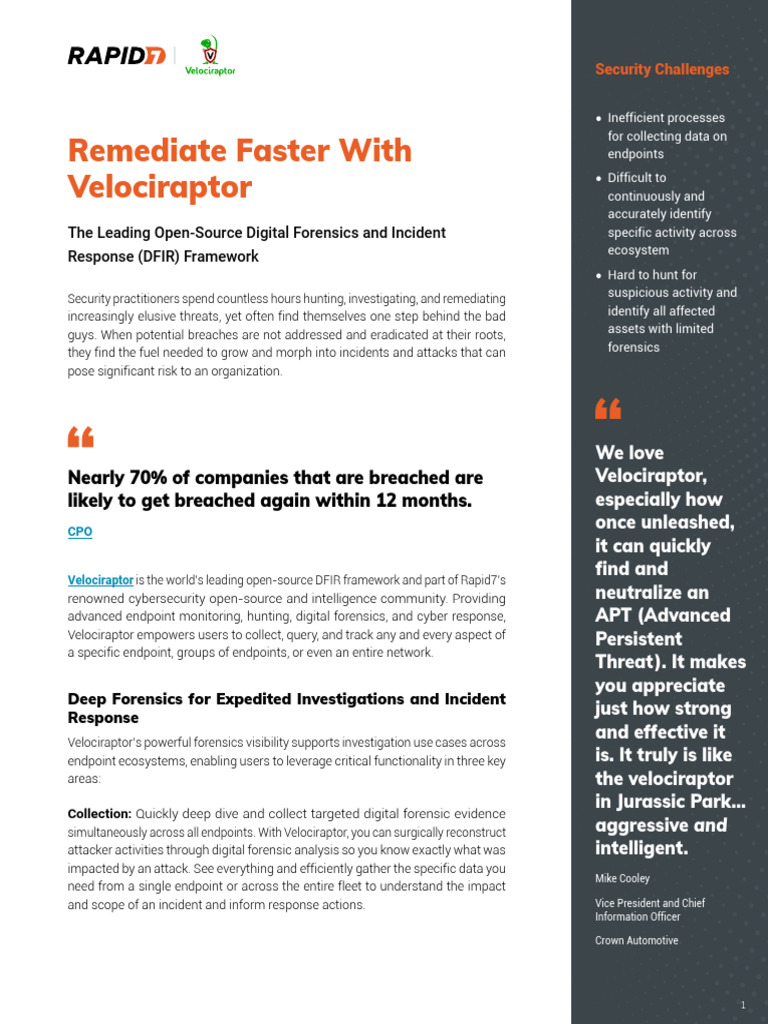 Rapid7 Partner - Solution Brief - Velociraptor - EN Aug 2023 | PDF ...